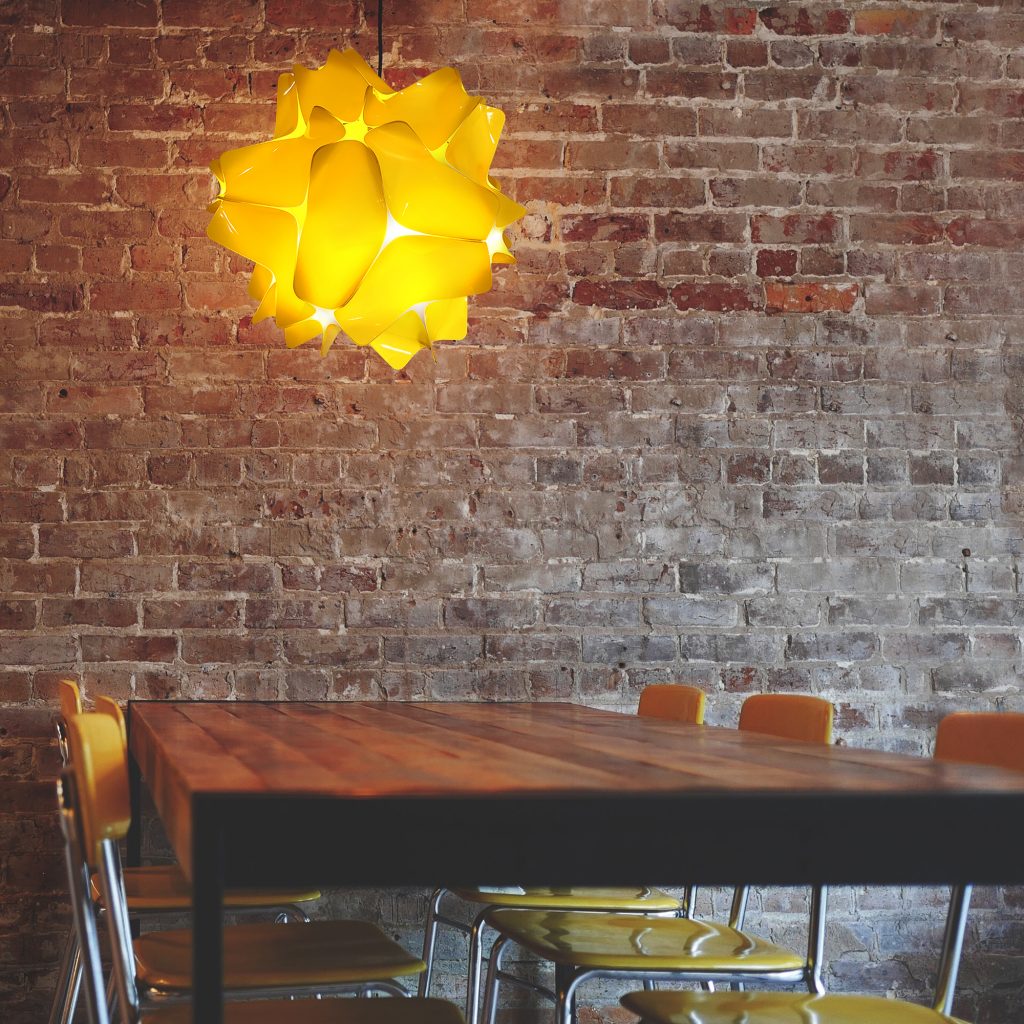 Yellow glossy pendant lamp shade / Ceiling sphere lampshade / Hanging ...